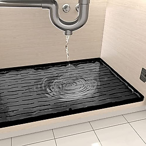 LeadCon Under Sink Mat for Kitchen Waterproof, 34" x 22" Silicone Liner with Drain Hole, Hold up to 3 Gallons Liquid, Bathroom Cabinet Mat and Protector for Drips Leaks Spills Tray