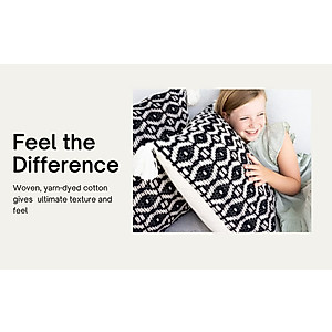 Palm and Porch - Boho Outdoor Pillow Covers - 20x20 Set of 2 - Woven Water Resistant Outdoor Pillows for Patio Furniture - Black and White Outdoor Pillows with Tassels