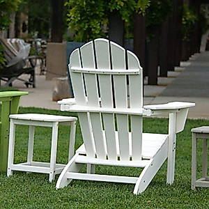 Resin TEAK Essential Adirondack Chair, All Weather Plastic Outdoor Chairs for Fire Pit, Campfire, Patio, Porch, Comfortable Seat for Long Relaxation, Up to 300 lb Capacity - White