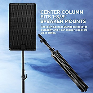 Starument Pa Speaker Stands Pair Pro Adjustable Height with 50 Cable Ties Kit to Secure Cable to Stand (2 Stands) 6ft Tripod Speaker Stands