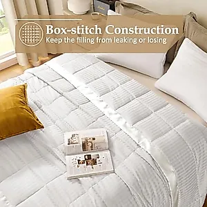 downluxe King Size Blanket with Satin Trim, Lightweight Down Alternative King Blanket for All Season, Machine Washable (Ivory, 90x108 Inch)