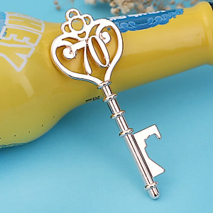 25 Pack 70th Birthday Party Favors 70 Shaped Key Bottle Openers for Birthday 70th Birthday Gifts Souvenirs for Guest,70th Birthday Party Decorations (25, Gold 70th)
