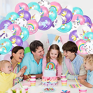 Tiamon 45 Pieces Unicorn Latex Balloons Unicorn Birthday Party Decorations Purple Pink Blue Confetti Balloons Supplies for Girls Unicorn Theme Birthday Baby Shower Wedding Party Balloons Garland Decor
