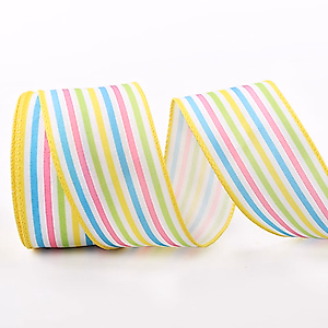 Hying Birthday Ribbons for Wreath Bows Wrapping Gifts, Blue Yellow Pink Easter Wired Ribbons for Gift Wrapping Rainbow Birthday Party Decoration DIY Crafts, 2.48" X 10 Yards Rainbow Wired Ribbon