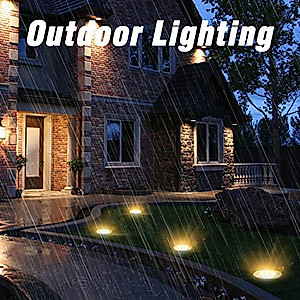 Brizled 12 Pack Solar Disk Lights, 8 LED Solar Ground Lights, Outdoor Garden Disc Lights, Flat Solar In-Ground Lights Waterproof Landscape Lighting for Pathway Lawn Yard Driveway Walkway, Warm White