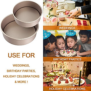 CHEFMADE Bakeware Round Cake Pan 2 Pieces, 6-Inch and 8-Inch with Removable Loose Bottom Nonstick & Quick Release Coating Chiffon Bakeware for Oven and Instant Pot Baking (Champagne Gold)