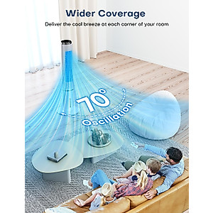 COOLECH 42 INCH Evaporative Air Cooler w/Remote &LED Touch Screen, 4 Mode &3 Speed, 1-Gal Tank for 15H Cooling, 12H Timer for Auto Off, 70°Oscillation Portable Swamp Cooler, Air Cooler for Room Patio