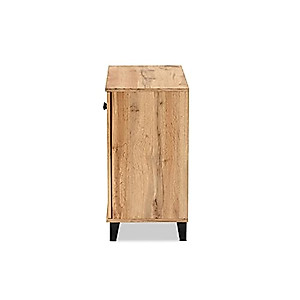 Baxton Studio Coolidge Modern and Contemporary Oak Brown Finished Wood 2-Door Shoe Storage Cabinet