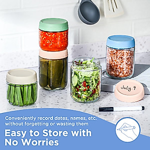 DRKIO 10 & 16 Oz Overnight Oats Containers with Lids - 6 Pack Glass Storage Jars with Airtight Lids Wide Mouth Mason Food Jars Great for Meal Prep Salad Chia Puddirg Snacks Yogurt Sugar Spice Cereal