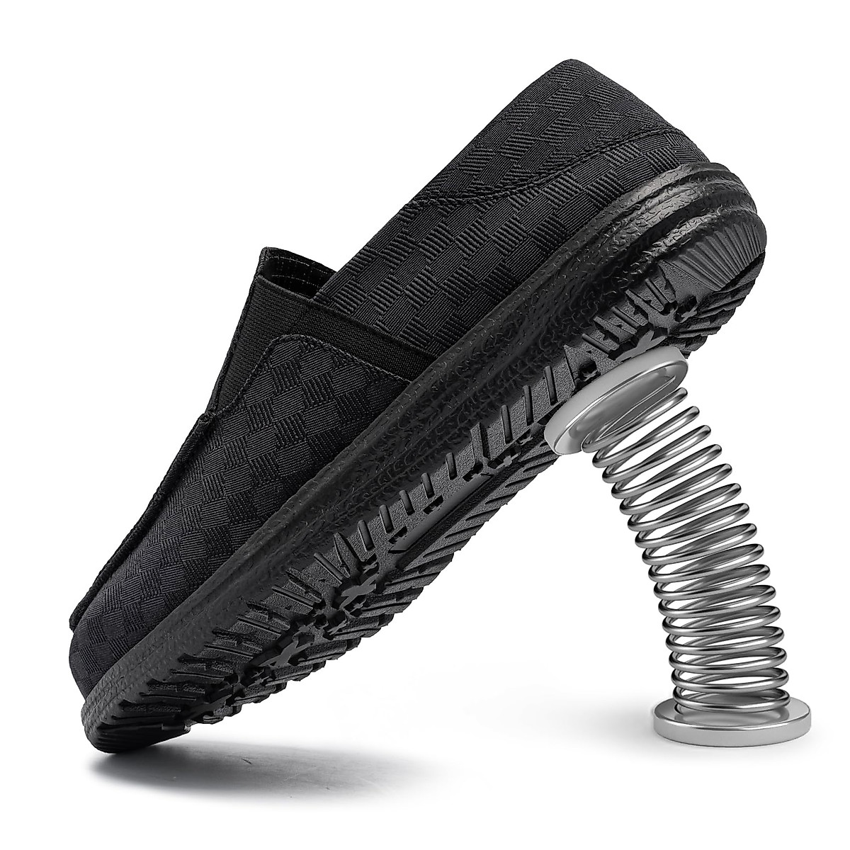 LARNMERN Slip On Steel Toe Shoes Loafers Men Lightweight Walking Sneakers Steel Toe Loafers(10.5 Men, Black)