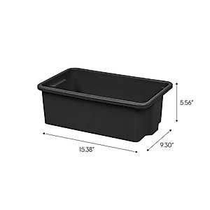 IRIS USA TR-240 Stacking Storage Tray, Small, Black, 4 Pack