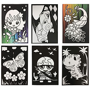 VHALE Foil Art Craft Kit 6 Pack Sticker Picture (9.5 x 6.5 inch), 48 Foil Sheets and 6 Skewers, Peel and Paste Sparkly Foil Art, Classroom Arts and Crafts, Great Travel Toys, Kids Party Favors