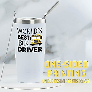 Onebttl School Bus Driver Appreciation Gifts for Women, Men - World's Best Bus Driver - 20oz/590ml Stainless Steel Insulated Tumbler - Thank you Gifts for School Bus Driver