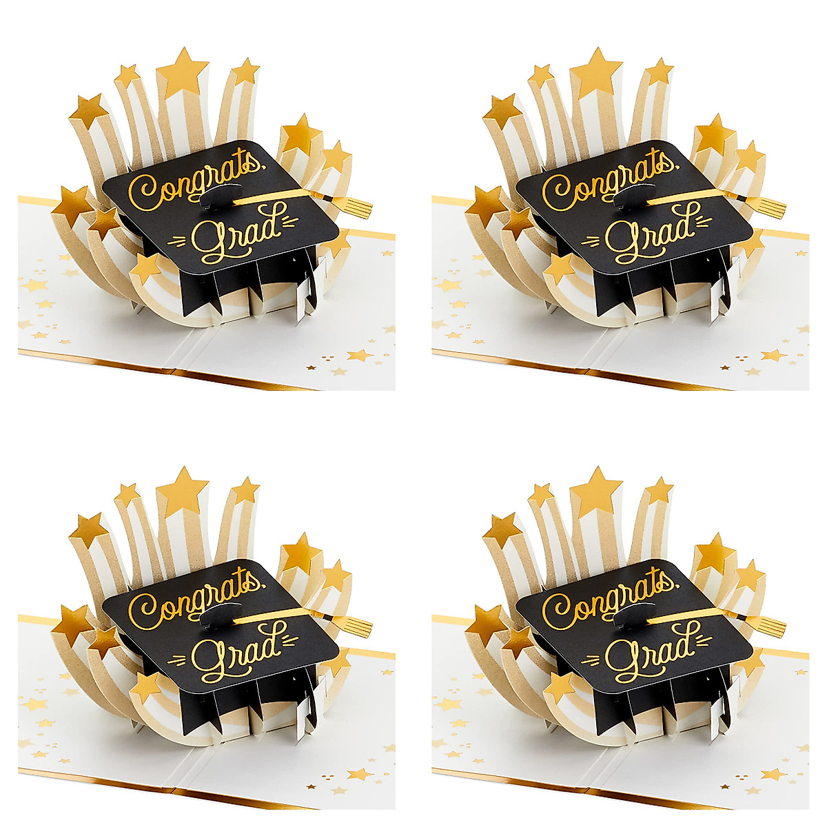 Hallmark Signature Paper Wonder Pop Up Graduation Cards, Grad Cap (4 3D Cards with Envelopes)