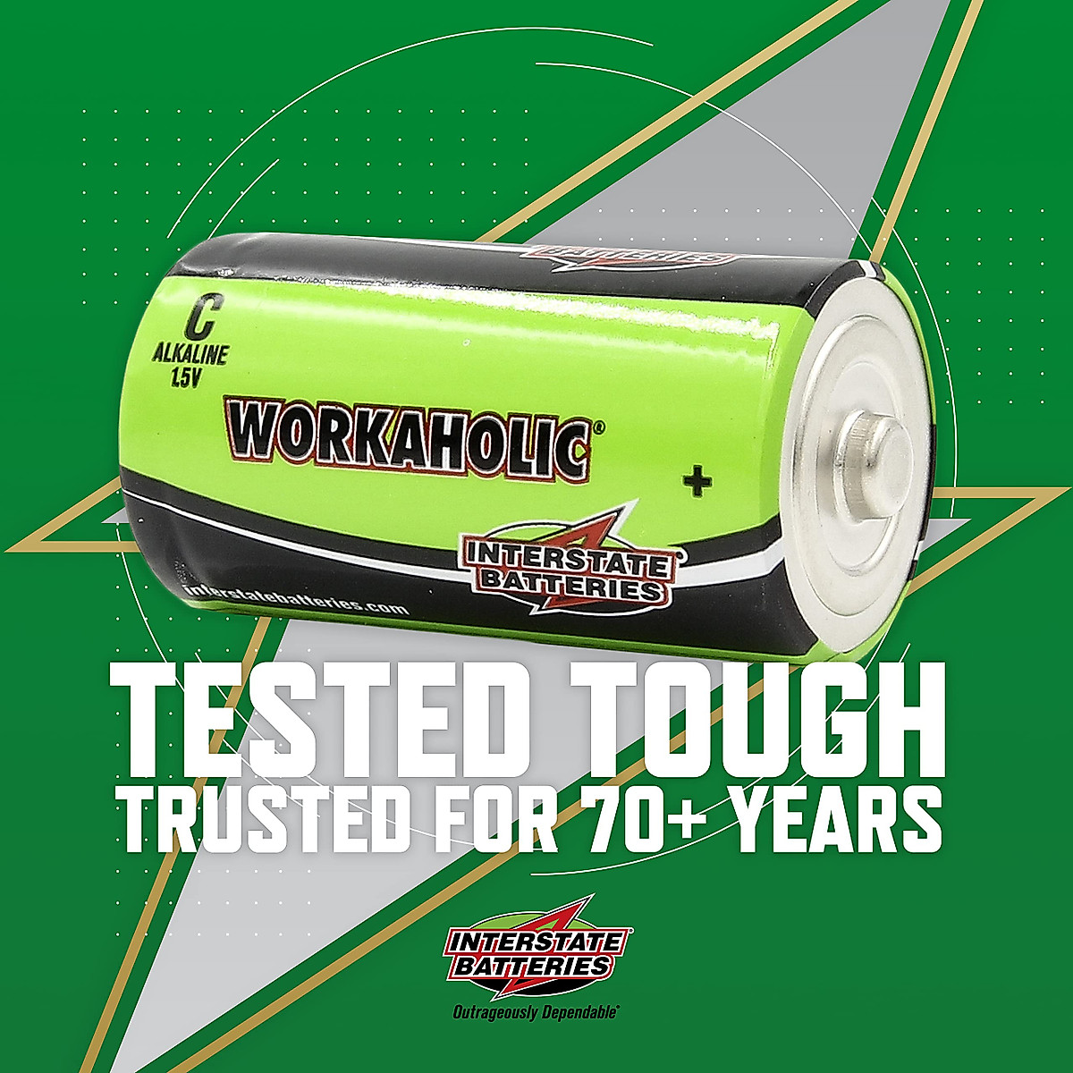 Interstate Batteries C Cell Alkaline Battery (12 Pack) All-Purpose 1.5V High Performance Batteries - Workaholic (DRY0080)