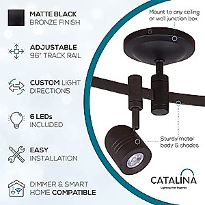 Catalina Lighting 96" Transitional 6-Light Integrated LED Flex Track Ceiling Light, Oil Rubbed Bronze