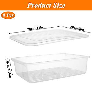 MUXHEL 8 Pcs Food Storage Container for Fridge, X-Large Fruit Storage Containers for Fridge with Lid and Removable Drain Plate, Plastic Freezer Storage Containers for Storing Fruits, Vegetables, Meat
