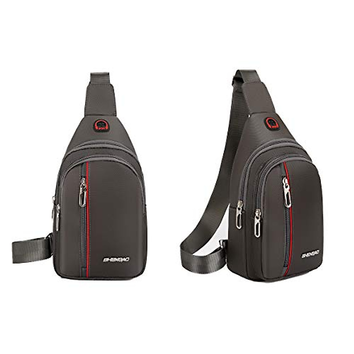 YERCHIC Small Sling Compact Crossbody Bag Chest Shoulder Travel Bag Casual Daypack for Men Women with Earphone Hole Water Resistant (Dark Gray)