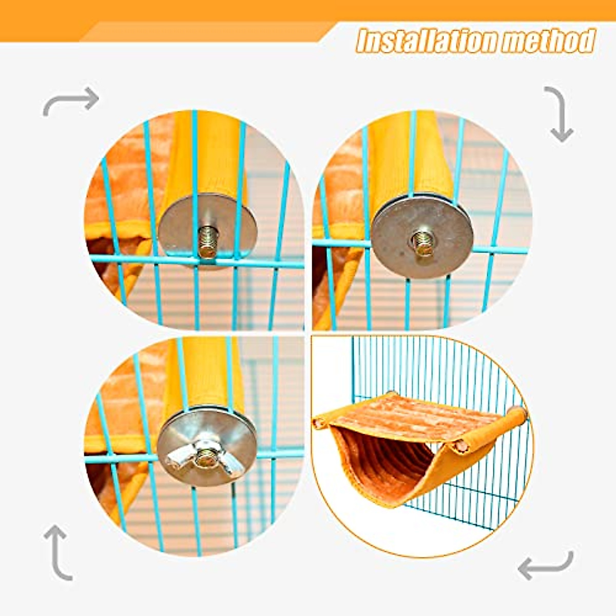 Omawrf Bird Hammocks Winter Warm Bird Nest House Plush Parrot House Bed Hammock Tent Toy Bird Cage Perch Stand for Budgies Parakeet Cockatiels Hamster Other Small Animals (Yellow)