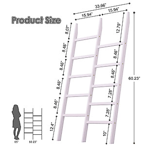 Daflymaco Blanket Ladder for Living Room - 10-Tier Bamboo Wood Blanket Ladder Quilt Ladder Rack Modern Decor Wall Leaning Ladder for Blankets Easy Assembly Blanket Holder for Home Bathroom White