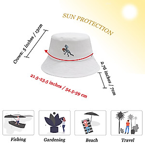 ZLYC Unisex Fashion Embroidered Bucket Hat Summer Fisherman Cap for Men Women Teens (Dinosaur Skeleton White)