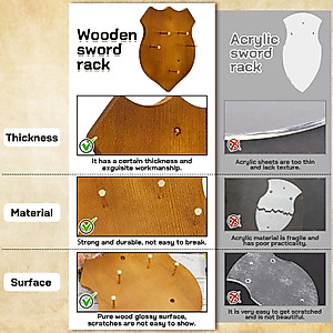 Queekay Sword Wall Mount Display Wooden Holder Axe Katana Sword Wall Mount Plaque Stand Hanger for Gift(Brown)