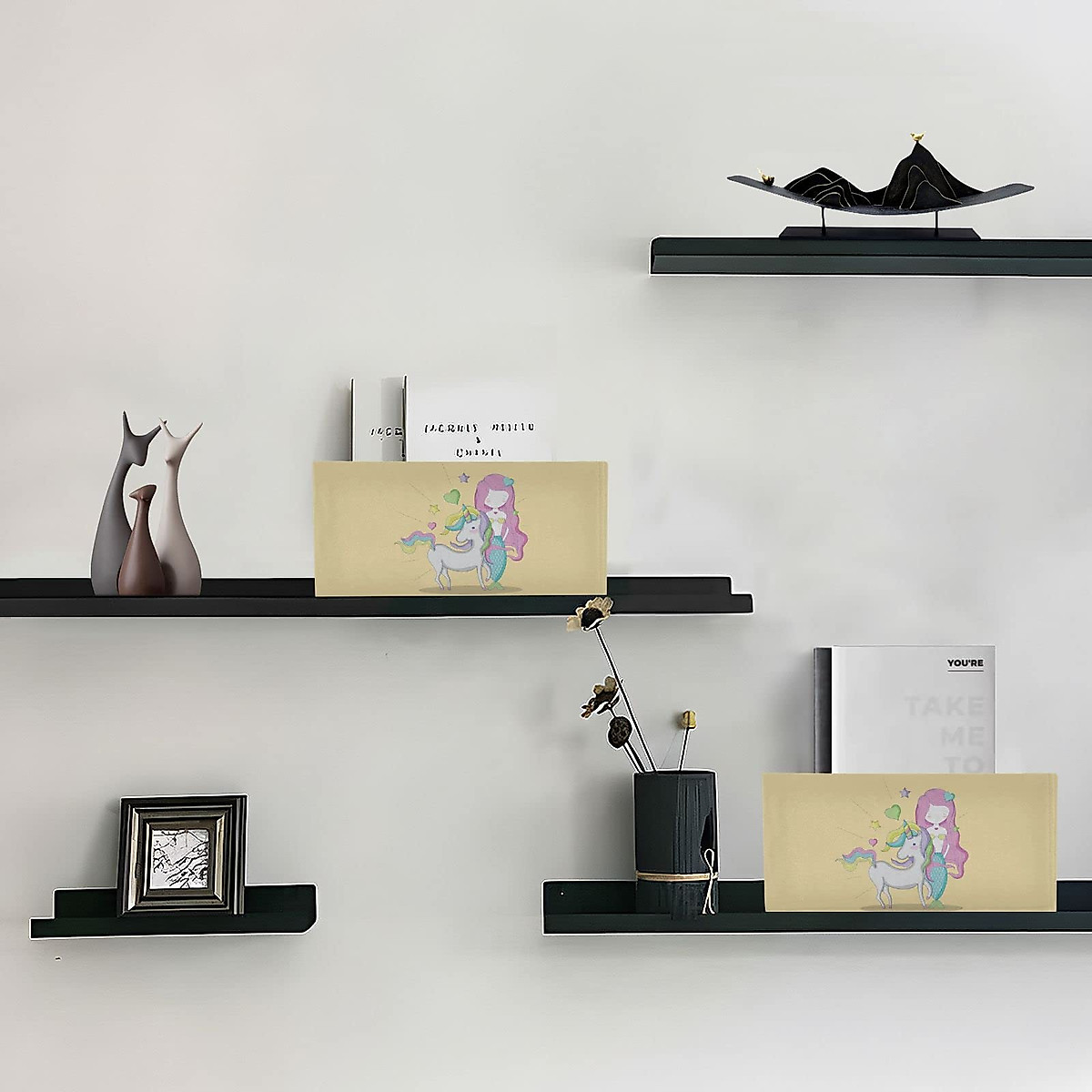 J JOYSAY Mermaid Unicorn Storage Basket Felt Storage Bin Collapsible Nursery Baskets Convenient Box Organizer for Makeup Hair Supplies