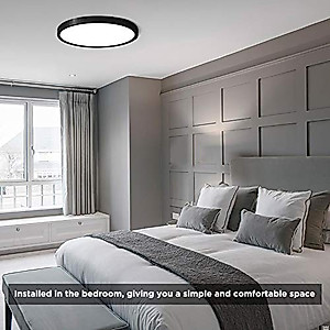 TALOYA 2 Pack LED Flush Mount Ceiling Light Black 5000K 8.9 Inch Round 18W=180W (Equivalent) Simple Lamp for Bedroom Hallway Low Ceilings Areas