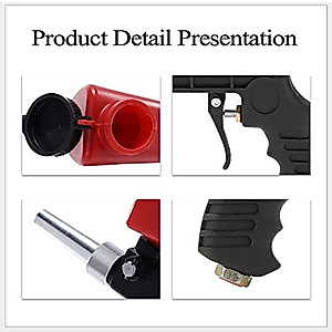 Sandblaster Sand Blaster Gun Kit,Portable 90psi Gravity Sand Blasting Spray Tool,Pneumatic Sandblaster for Air Compressor,Remove Paint, Stains, Rust & Clean Surfaces(Red)