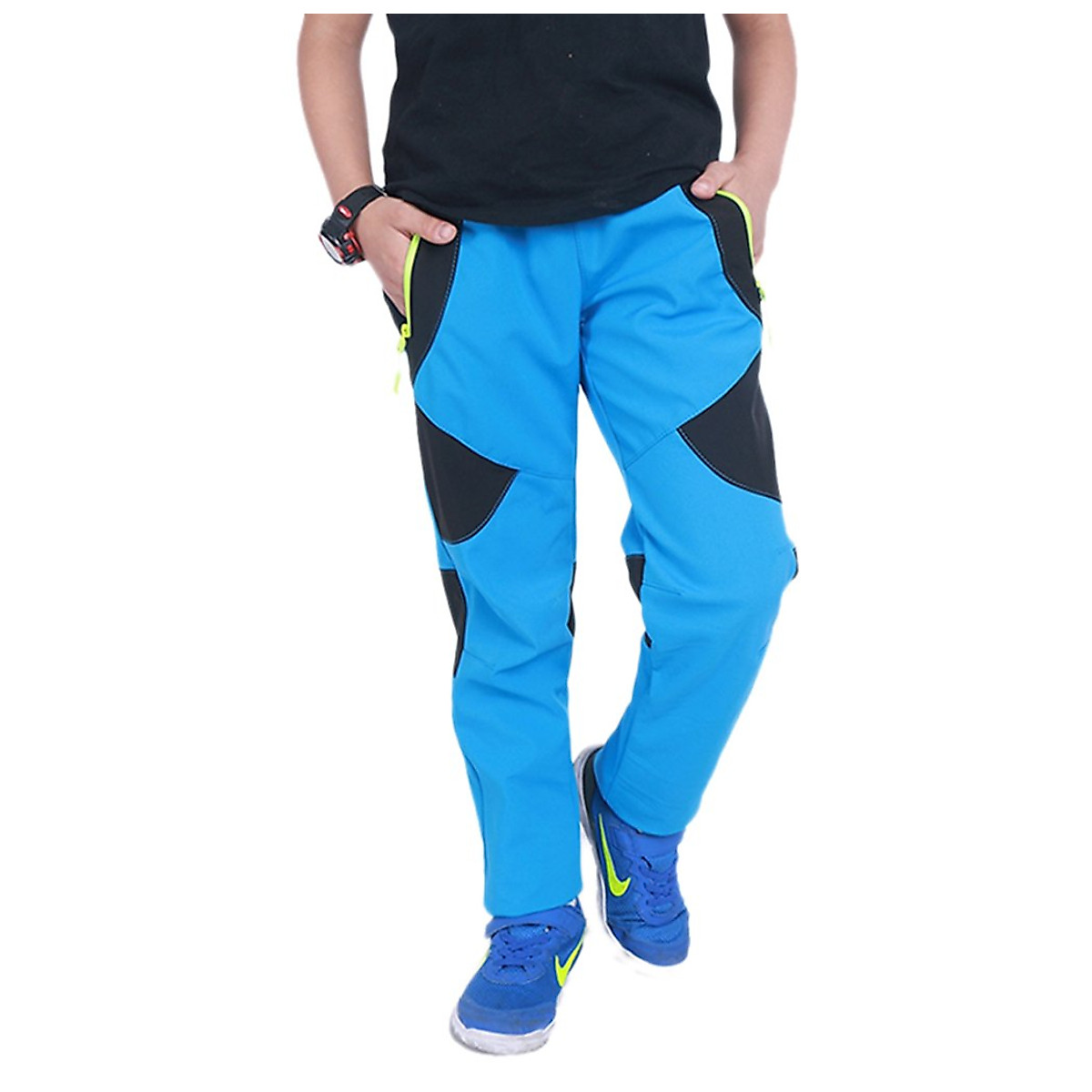 CATERTO Youth Snow Pants with Reinforced Knees and Seat,Warm Climbing Trousers For Boys and Girls Blue S