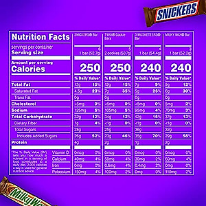 SNICKERS, TWIX, 3 MUSKETEERS & MILKY WAY Full Size Bars Variety Mix, 18-Count Box, 33.3 ounces