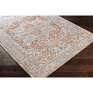 Mark&Day Washable Area Rugs, 8x10 Oak Forest Traditional Burnt Orange Area Rug, Orange/Beige Carpet for Living Room, Bedroom or Kitchen (7'6" x 9'6", Machine Washable)