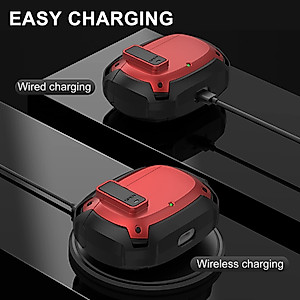 Case for Beats Studio Buds/Studio Buds Plus Case Cover 2021/2023, Secure Lock Hard Rugged Cool Protective Case Cover for New Beats Studio Buds+ Wireless Earbuds Case Accessories with Keychain, Red