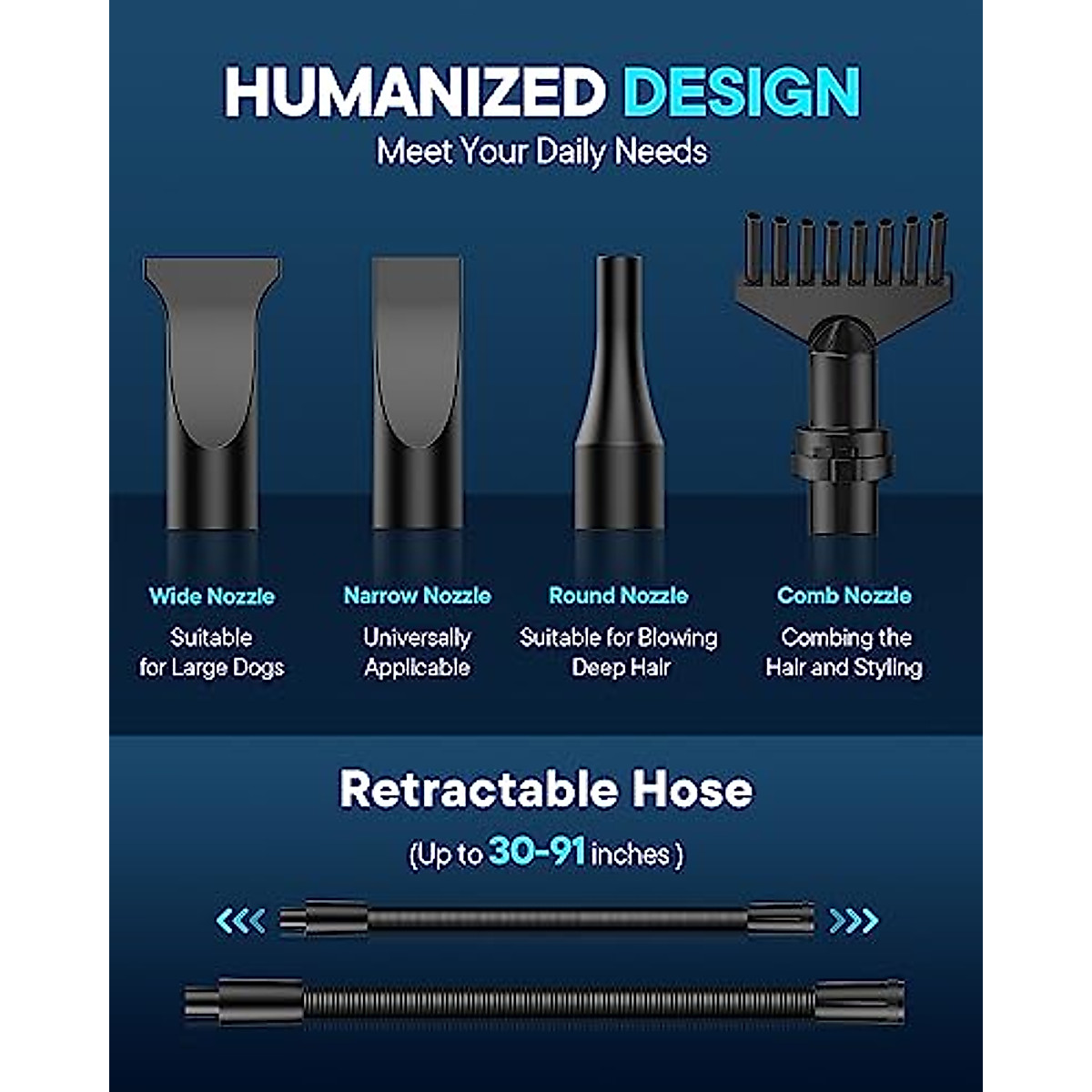 EGFKI Dog Dryer, 5.2HP/ 3800W Pet Grooming High Velocity Force Blower with 4 Nozzles, Adjustable Speed and Temperature Dog Hair Dryers for Grooming