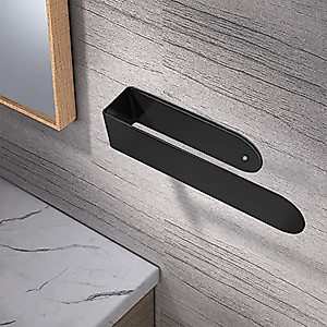 HUFEEOH Hand Towel Holder - Self Adhesive Bathroom Towel Bar Stick on Wall - SUS 304 Stainless Steel Brushed - Black