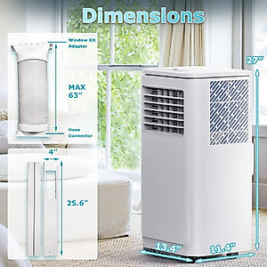 Deeyeh 8000 BTU Portable Air Conditioners,Quiet Room Portable AC Unit up to 350 Sq Ft,3 in 1 Compact Cooling Unit with Dehumidifier and Fan Functions,Portable AC with Remote Control