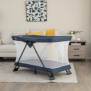 BABY JOY Travel Crib, Lightweight Playpen for Baby and Toddlers with Soft Washable Mattress, Installation-Free Home Folding Playard for Newborns to Toddlers (Blue)