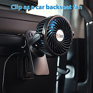 TN TONNY 12V 4" Car Cooling Fan Mini 12 Volt Clip on Fan RV/Truck Vent Fan Flexible with Adjustable Clamp&Cigarette Lighter Plug