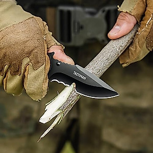 TACTIMAN Pocket Folding Knife Survival Gear Tactical Knife with Liner Lock Stainless Steel Blade in Black Oxidation G10 Handle Reversible Pocket Clip Gifts for Men Dad Husband