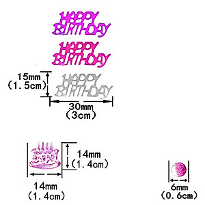 Happy Birthday Party Table Confetti - Hot Pink Purple Foil Metallic Sequins Confetti First Baby Shower Birthday Nursery Party Sprinkles Confetti Decorations, 60g