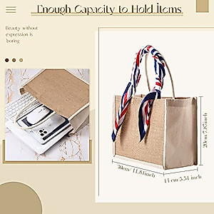 16 Pack Jute Tote Gift Bags Natural Jute Grocery Shopping Bags Burlap Beach Bags with Cotton Handles Reusable Burlap Totes for Christmas Bridesmaid Wedding Bachelorette Gift Shopping Travel Beach DIY