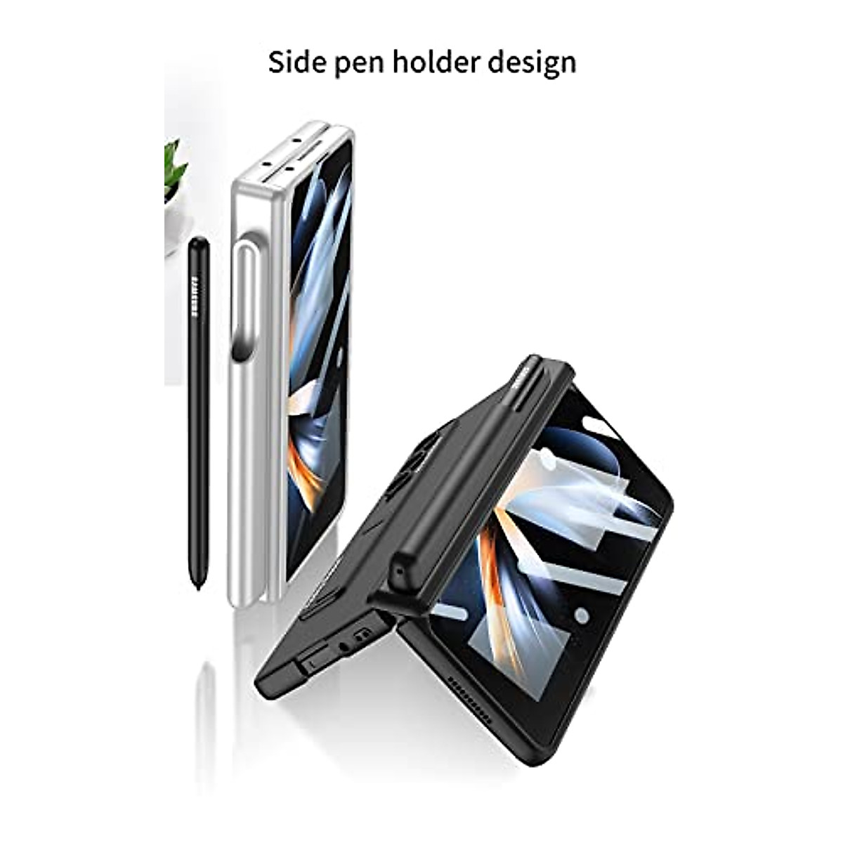 SHIEID Samsung Z Fold 3 Case, Galaxy Z Fold 3 Case with Hinge Protection S Pen Holder Kickstand & Built in Screen Protector Case Cover Fit Samsung Galaxy Z Fold3 Case, Champagne Gold