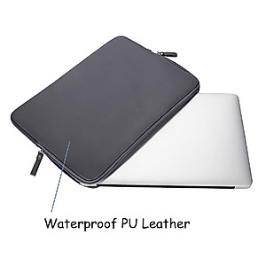 MOSISO Laptop Sleeve Bag Compatible with MacBook Air 15 inch 2024 2023 M3 M2/Pro 16 2023-2019 M3 A2991 M2 A2780 M1 A2485 A2141, 15-15.6 inch Notebook, PU Leather Padded Bag Waterproof Case, Space Gray