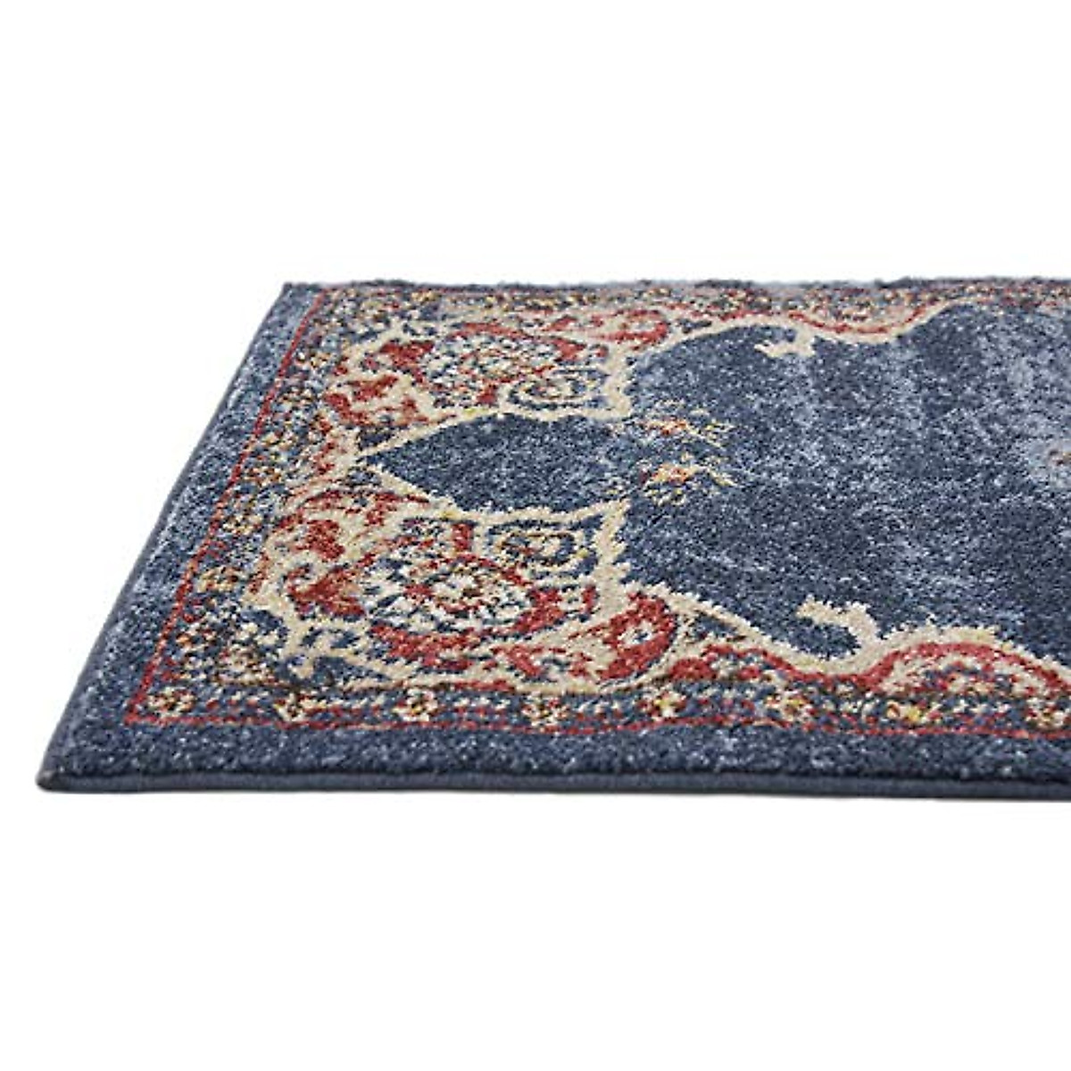 Unique Loom Utopia Collection Traditional Classic Vintage Inspired Area Rug with Warm Hues, 2' x 6' 1" Runner, Dark Blue/Beige