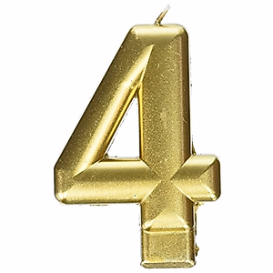 Amscan #4 Metallic Birthday Candle | Gold | Party Supply | 1 piece