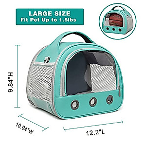 Small Animal Carrier Bag - Portable Hamster Carrier Outgoing Travel Pouch, Breathable & Perspective, Perfect for Parrots Ferret Hedgehog Squirrel Chinchilla Sugar Glider (Green)
