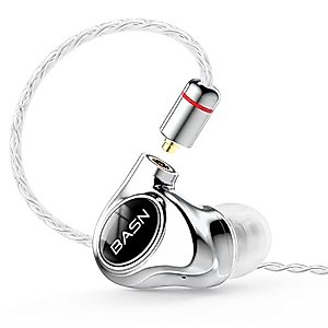 BASN Metalen PRO 4 Drivers in-Ear Monitors Headphones for Musicians, Noise Isolating Enhanced Bass Sound Earphones with CNC Metal Craft Shell, Wired Upgraded Detachable MMCX Cables(Gloss Black)