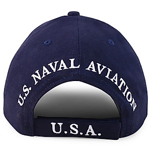 Armycrew US Navy Top Gun Military Aviation Embroidered Adjustable Baseball Cap - Navy