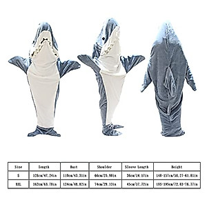 Shark Blanket Hoodie for Adult - Super Soft and Cozy Flannel Hoodie, Wearable Shark Blanket Adult & Shark Sleeping Bag (S | Suit for Height 58~62Inch) (M | Suit for Height 62~66Inch)