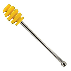 R and M 4825 Silicone Honey Dipper with Stainless Steel Handle, Yellow